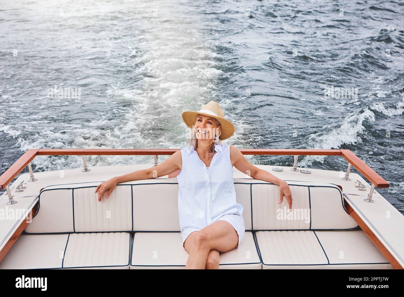 Blonde woman relaxing during boat hi-res stock photography and images ...