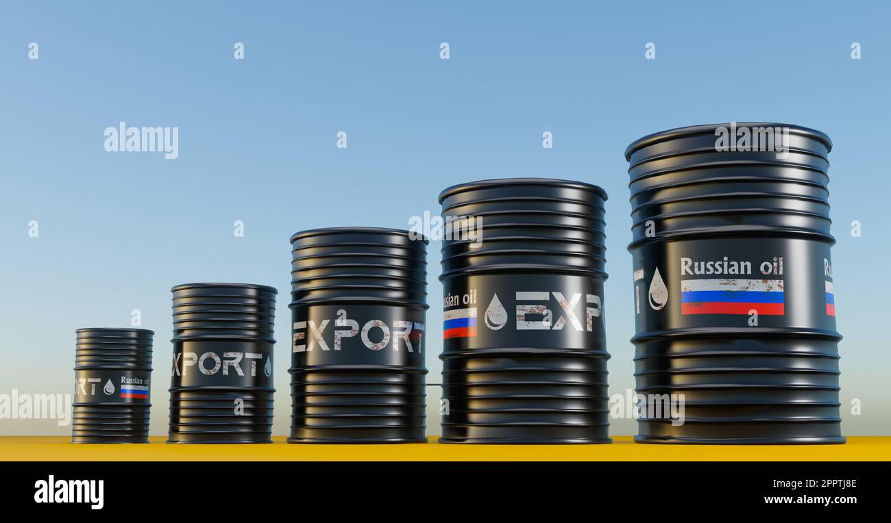 Russian oil, oil barrel background, Russia flag on barrel, sanctions on ...