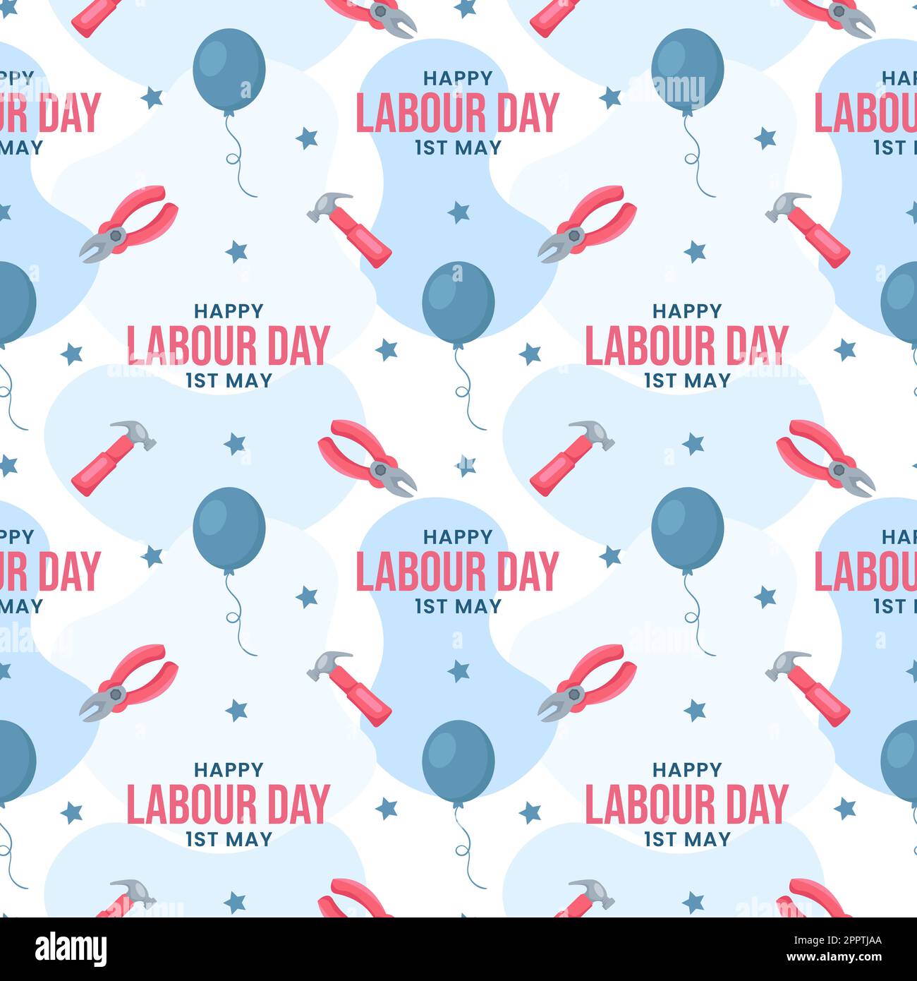 Happy Labor Day Seamless Pattern Design Illustration with Different ...