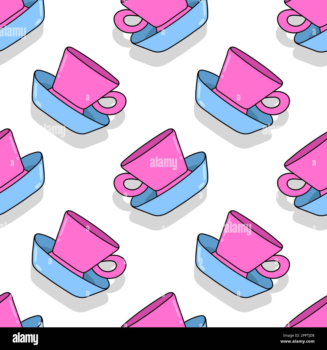 cup and saucer breakfast seamless pattern textile print. repeat pattern ...