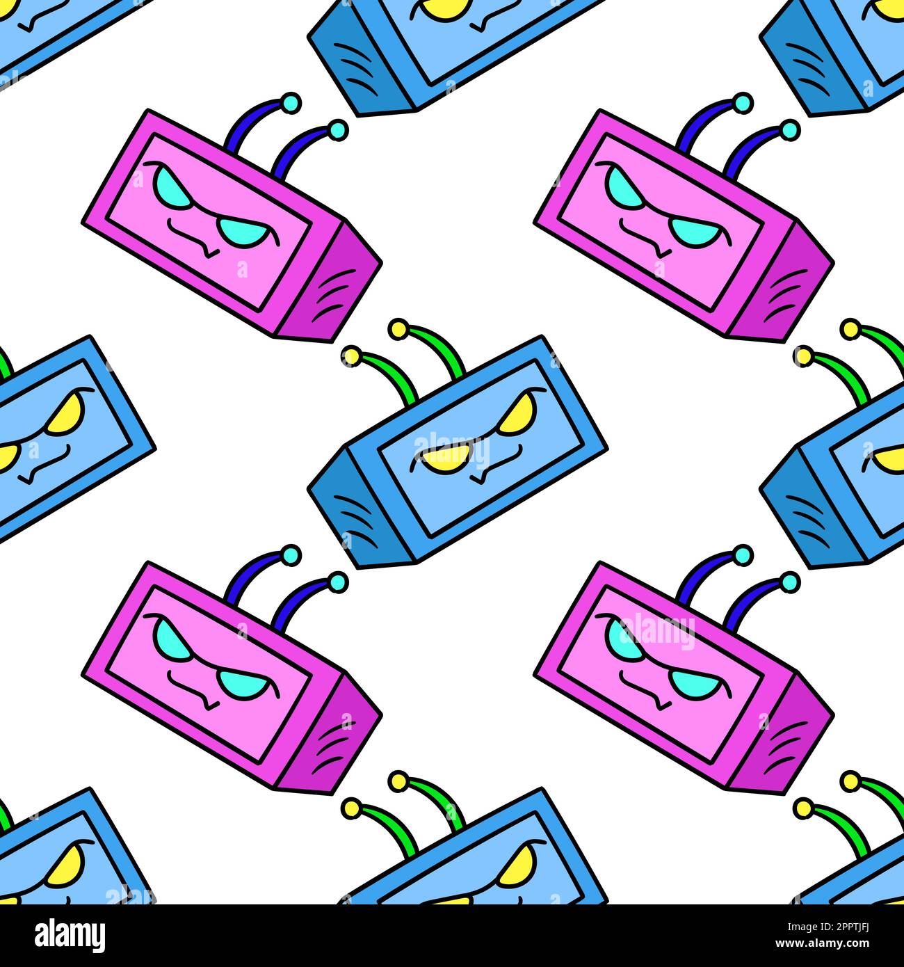 television monster seamless pattern textile print. repeat pattern ...