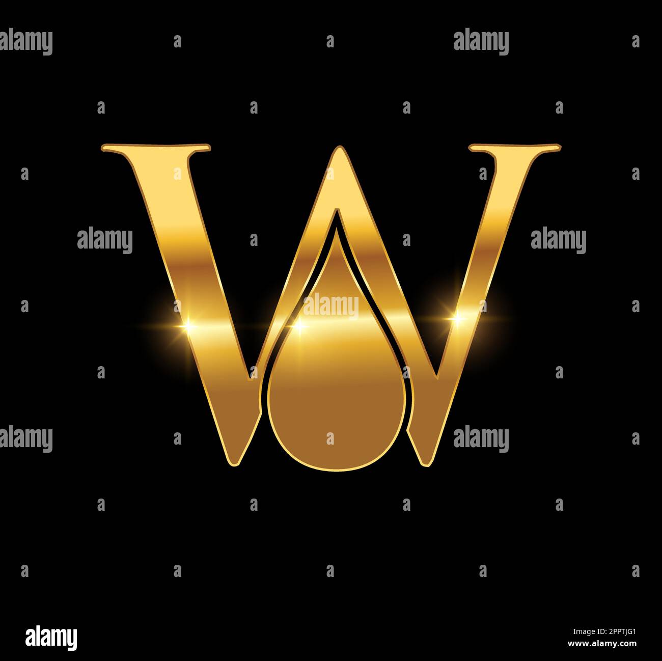 Golden Water Drop Monogram Logo Letter W Vector Icon Stock Vector Image ...