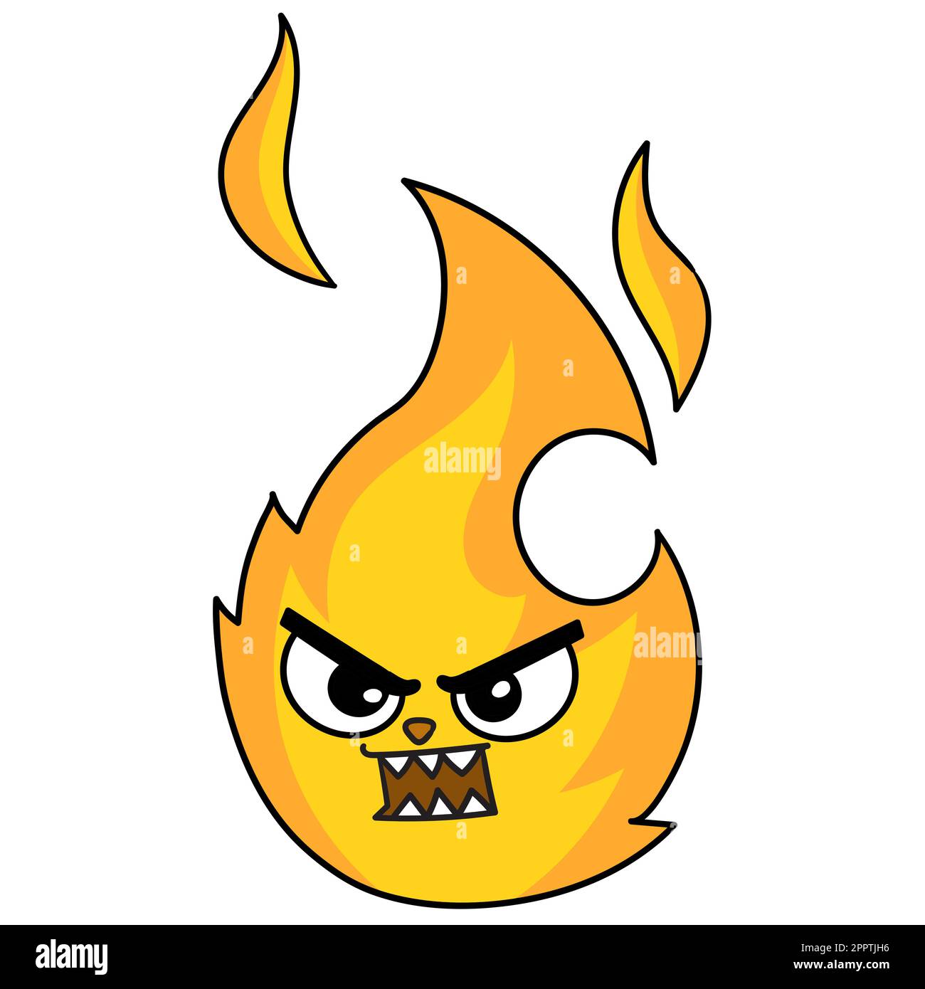 angry fire emoticon burning, doodle kawaii. doodle icon image Stock ...