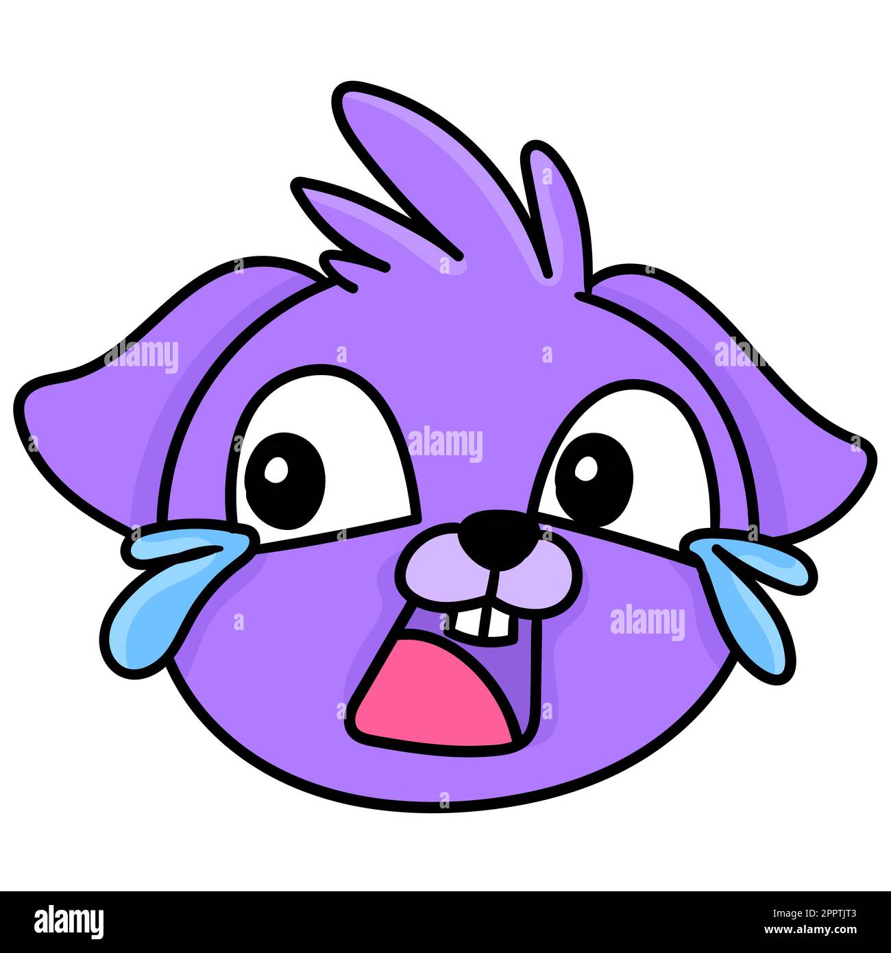 cute dog head emoticon laughing to tears, doodle icon image kawaii ...