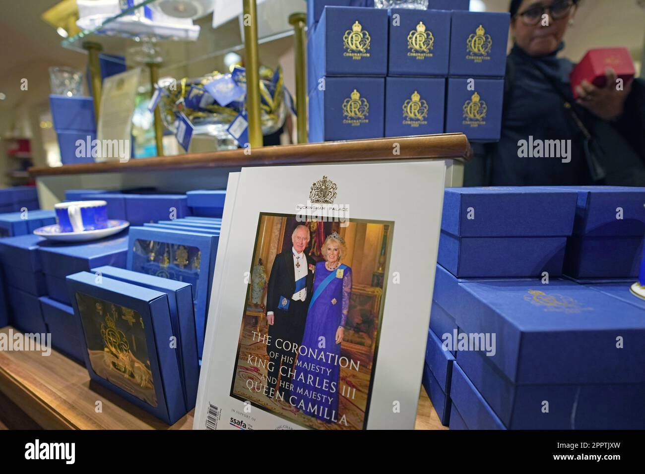 Souvenirs are displayed for sale in a gift shop ahead of King Charles ...