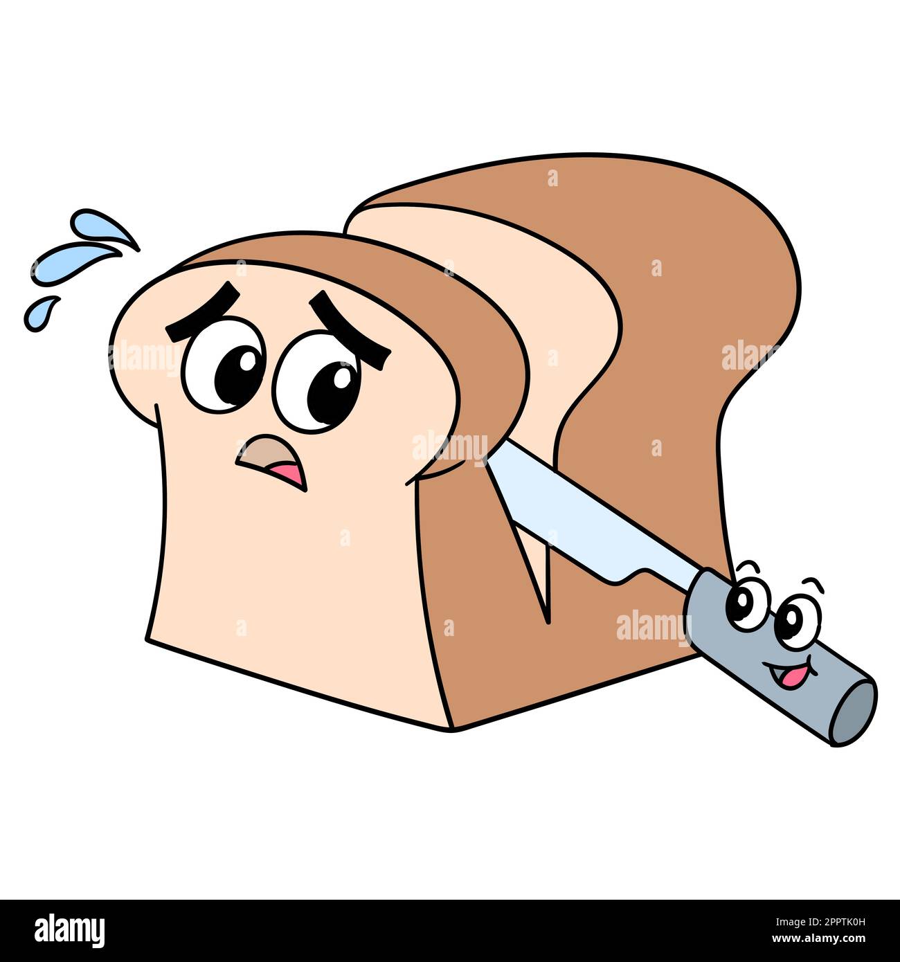 cartoon slice of white bread, doodle icon image kawaii Stock Vector ...