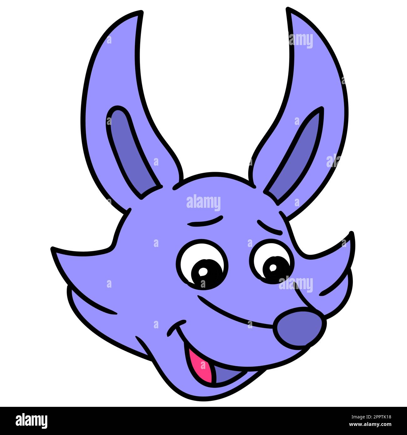 purple wolf head emoticon with a mocking smile, doodle icon image ...