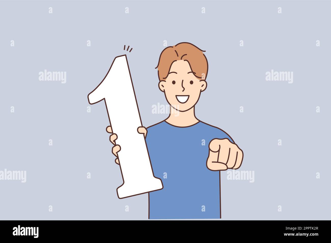 Smiling boy hold number one point at screen Stock Vector Image & Art ...