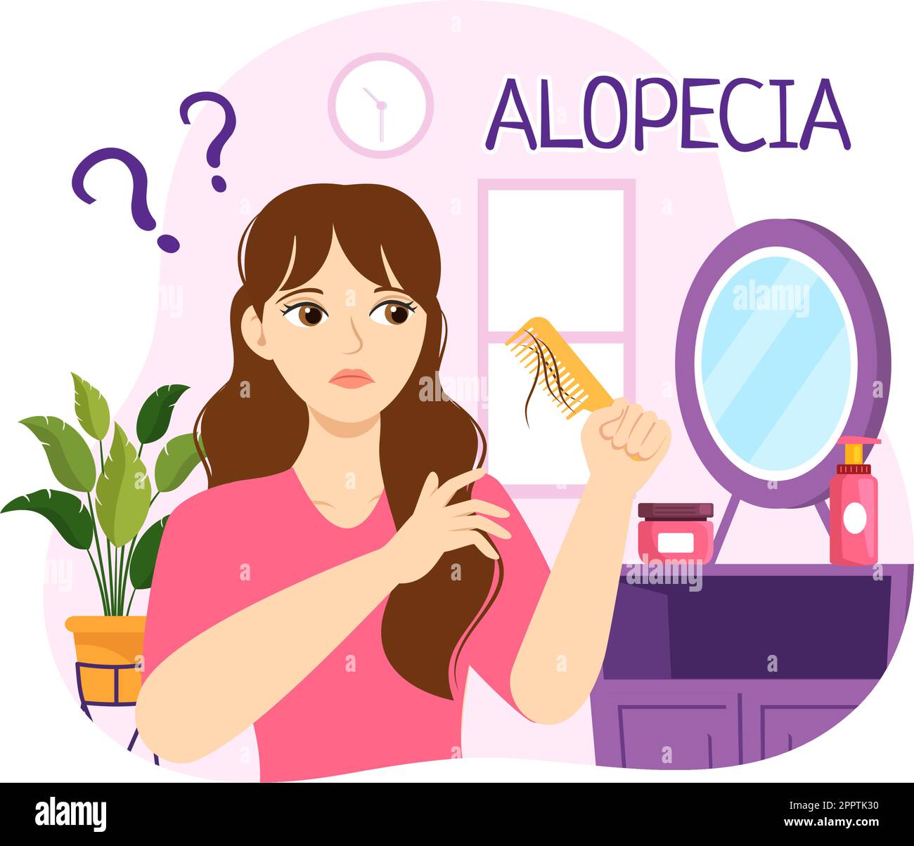 Alopecia Illustration With Hair Loss Autoimmune Medical Disease And