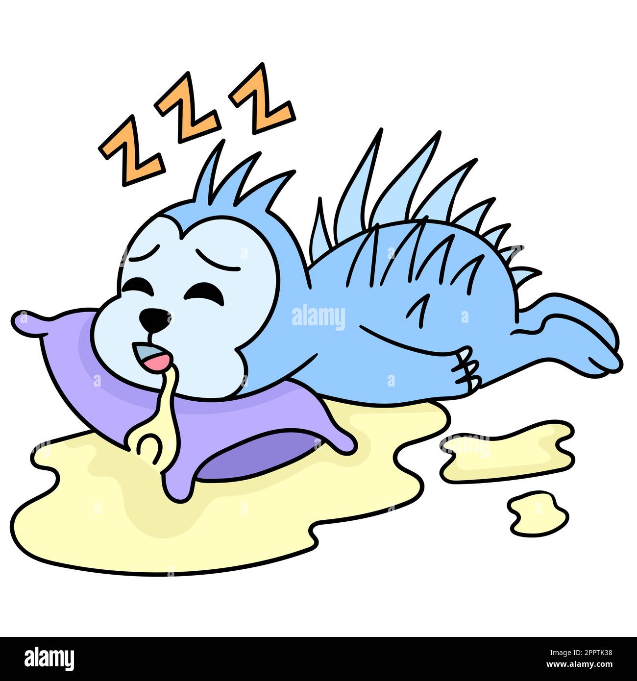 hedgehogs are sleeping asleep drooling, doodle kawaii. doodle icon ...