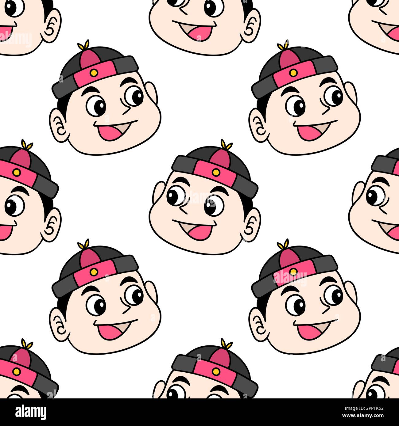 smile chinese boy seamless pattern textile print. repeat pattern ...