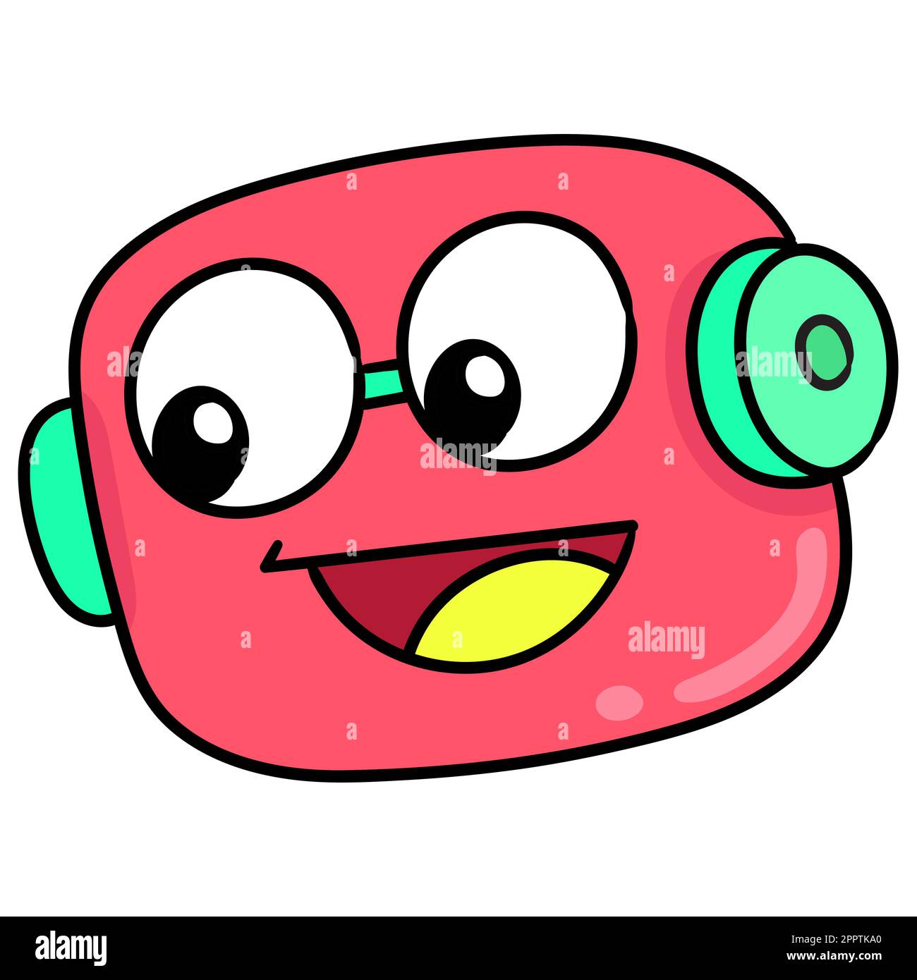 robot head emoticon laughing happily, doodle kawaii. doodle icon image ...