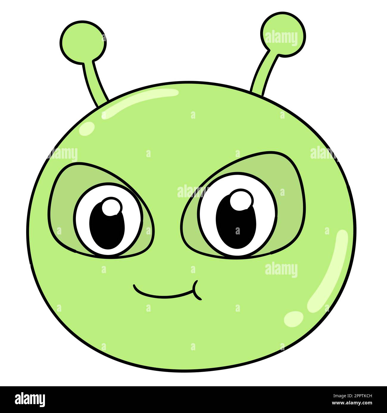 alien head emoticon with smiling face, doodle icon image Stock Vector ...