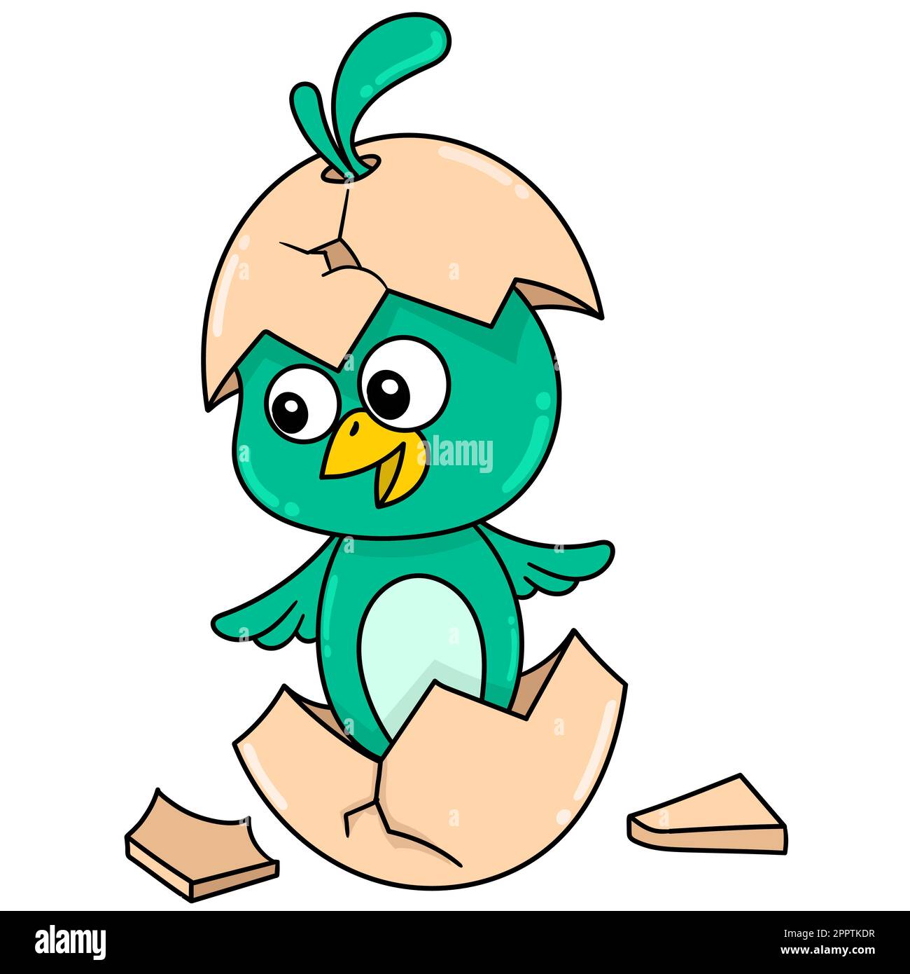 chicks are born from egg shells, doodle kawaii. doodle icon image Stock ...