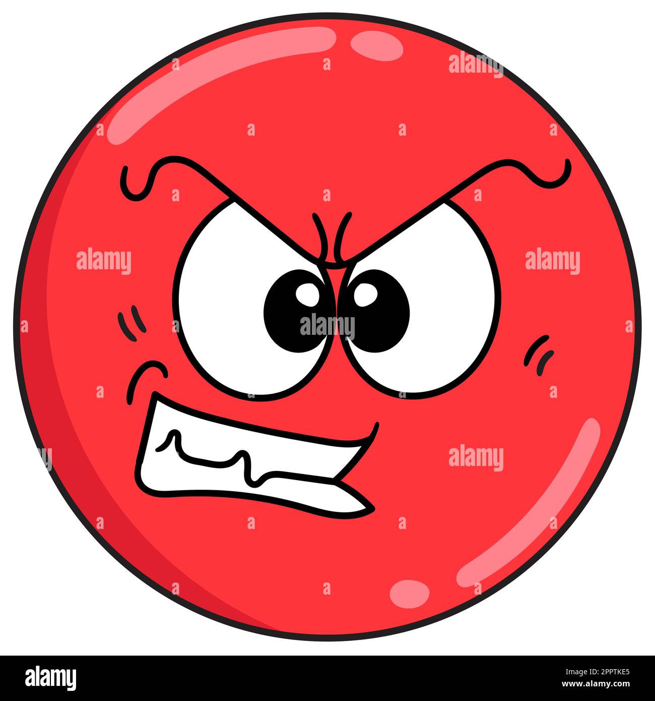emoticon ball with an expression of restraining anger, doodle kawaii ...