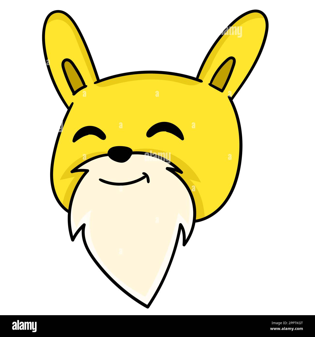 bearded bunny grandpa head emoticon with smiling face, doodle icon ...