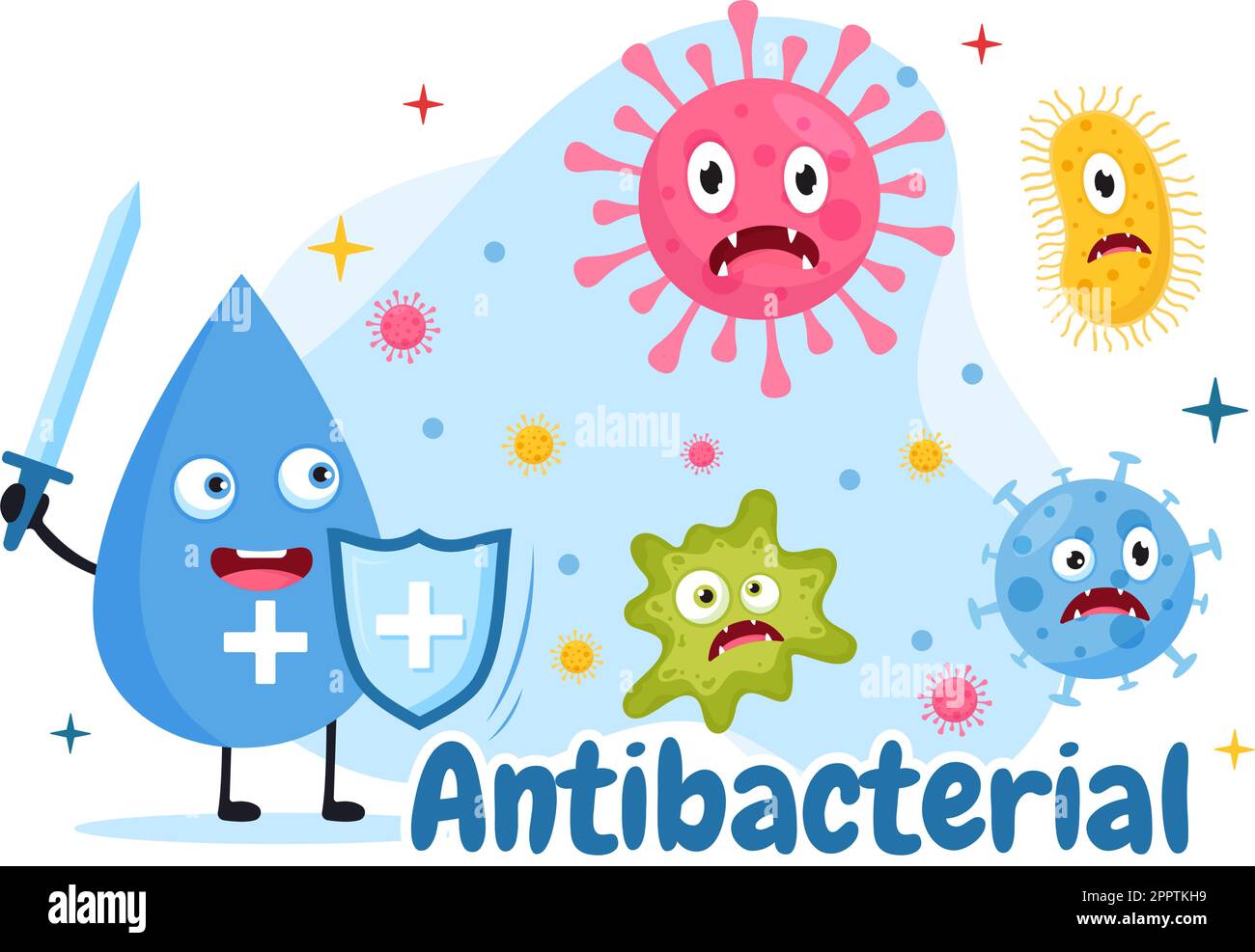 Antibacterial Illustration with Washing Hands, Virus Infection and ...