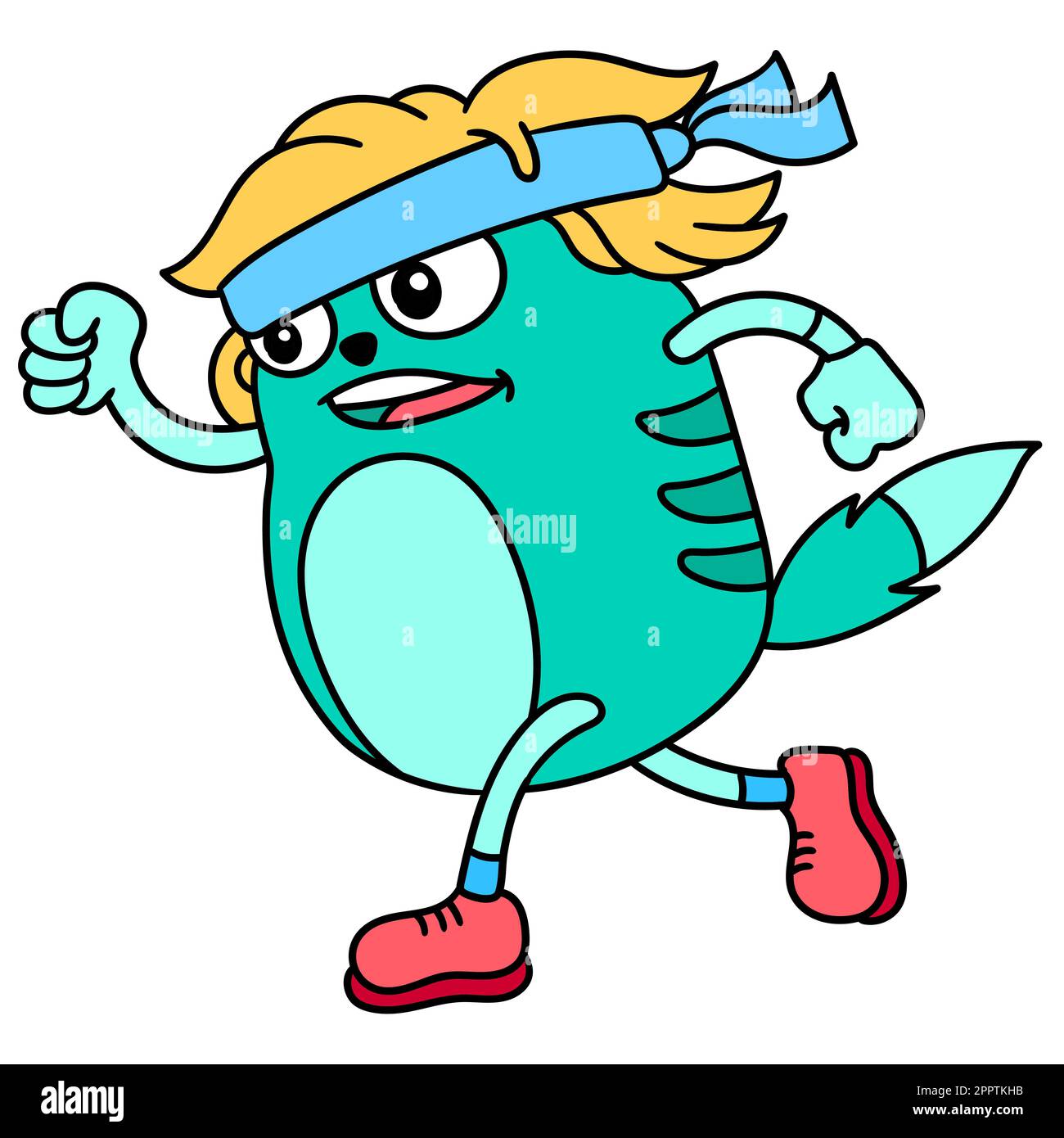 the creature is running, doodle kawaii. doodle icon image Stock Vector ...