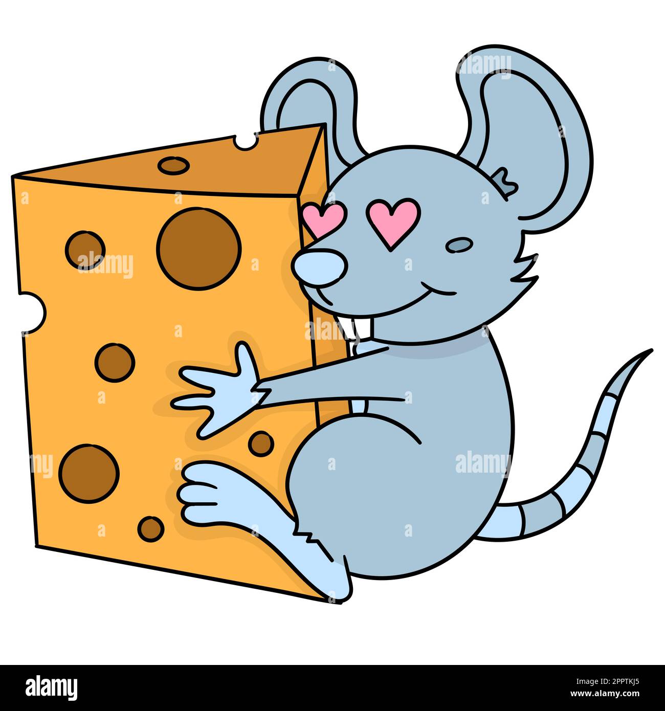 mouse hugging delicious cheese, doodle icon image Stock Vector Image ...