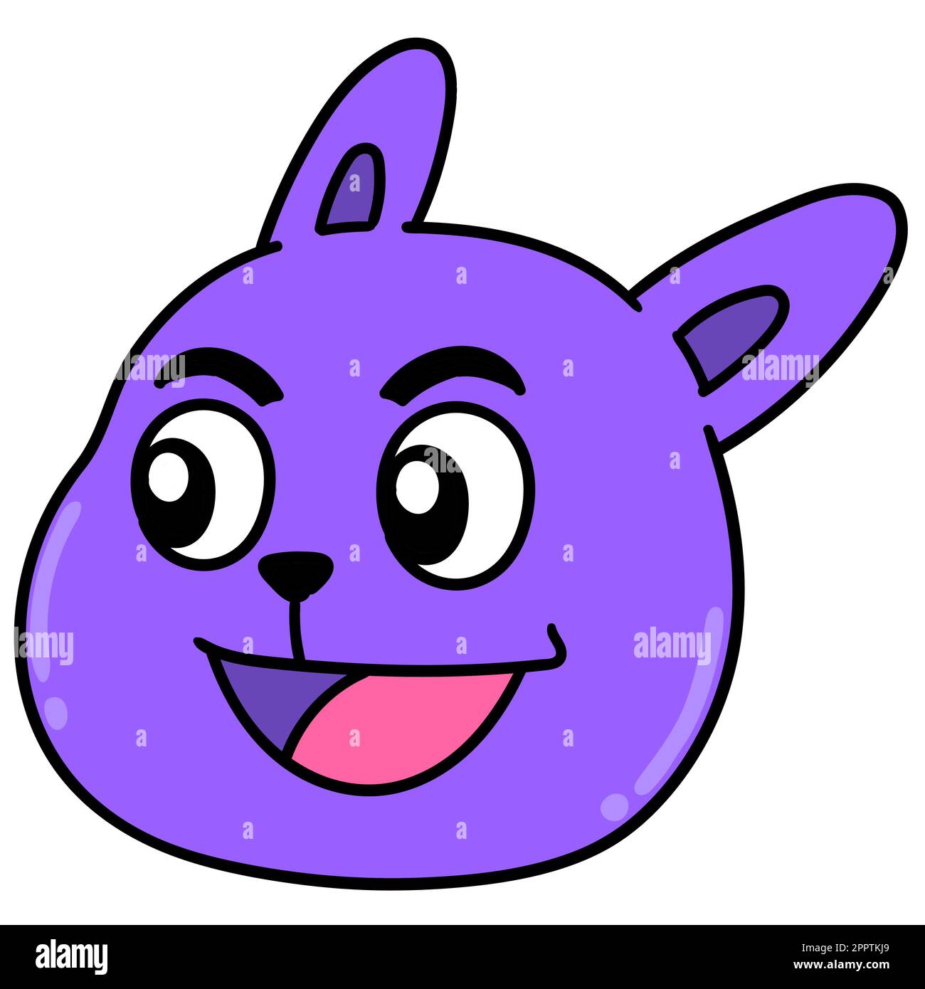 purple rabbit head emoticon laughing, doodle icon image Stock Vector ...