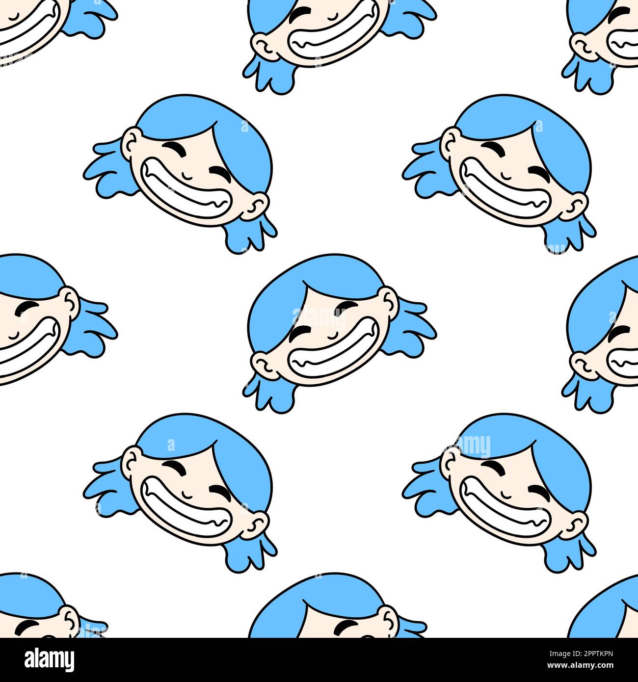 smiling girl pattern seamless textile print. repeat pattern background ...