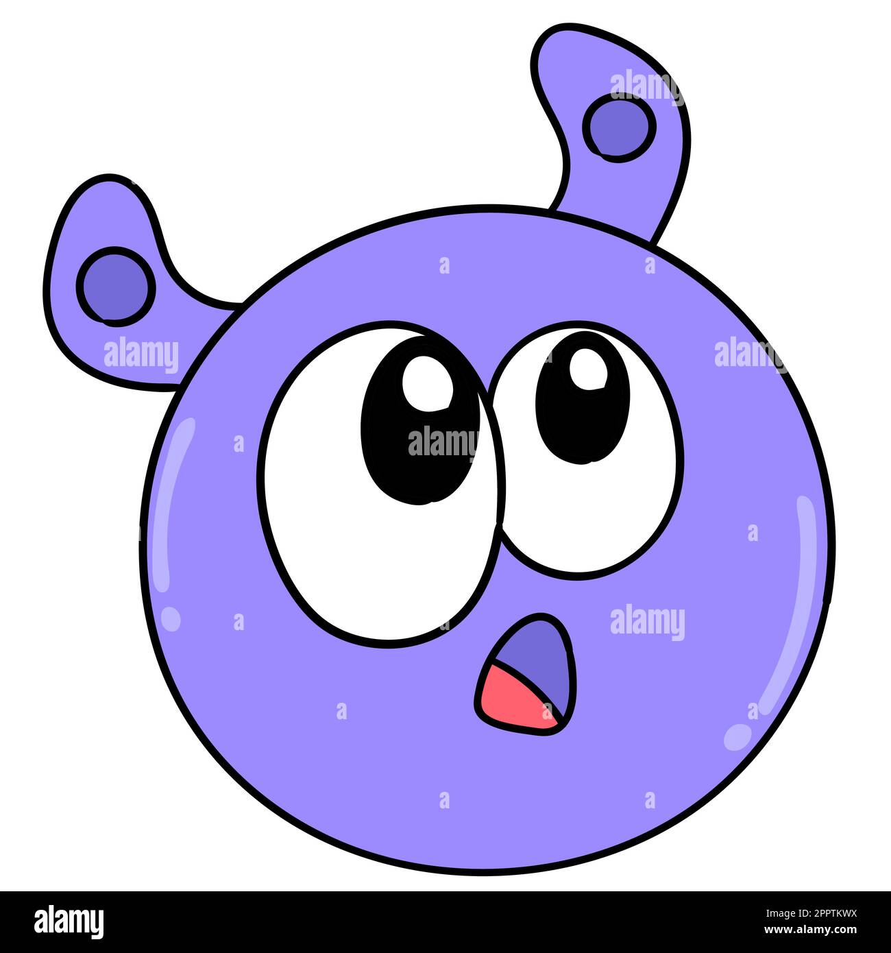 monster head emoticon glanced up with a gawk expression, doodle icon ...