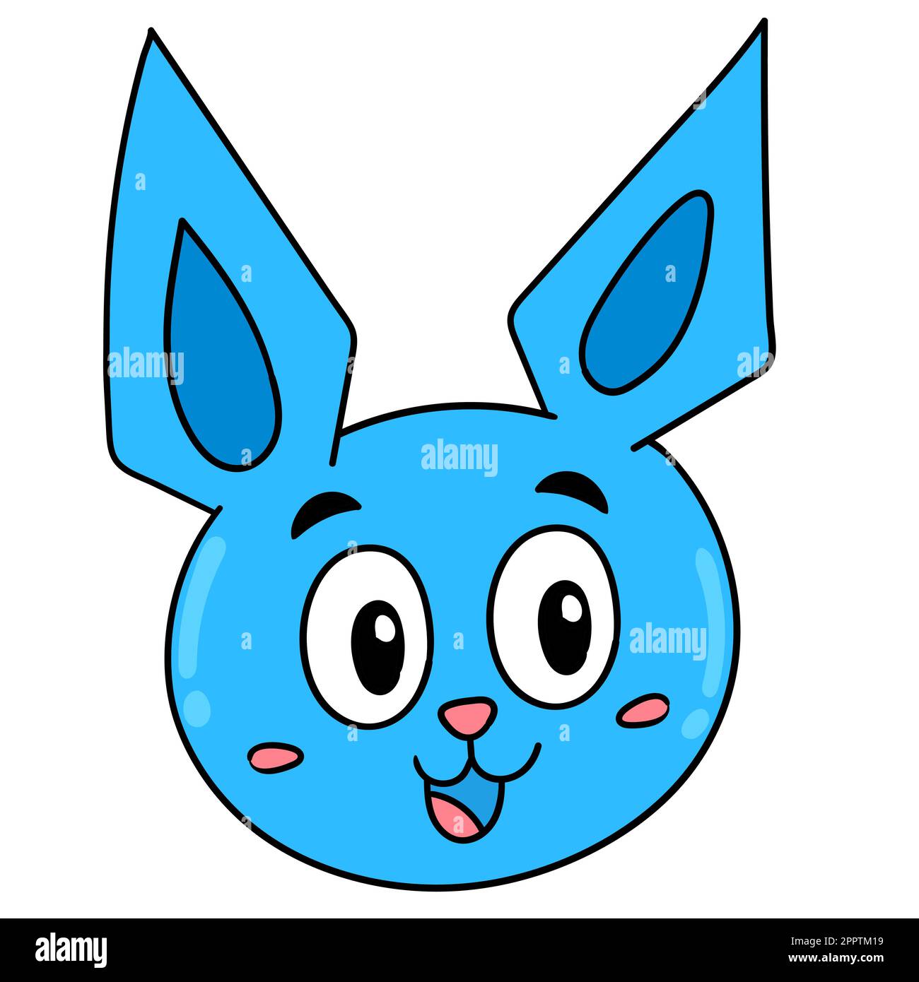 Blue bunny doodle sticker hi-res stock photography and images - Alamy
