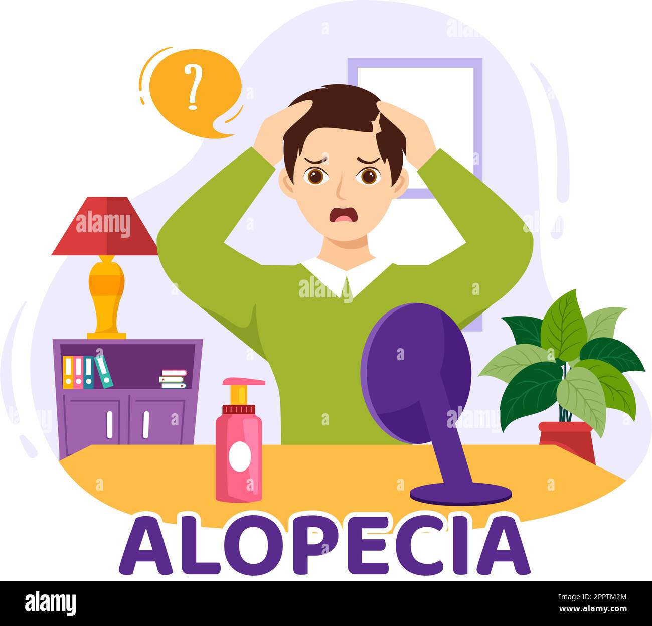 Alopecia Illustration With Hair Loss Autoimmune Medical Disease And