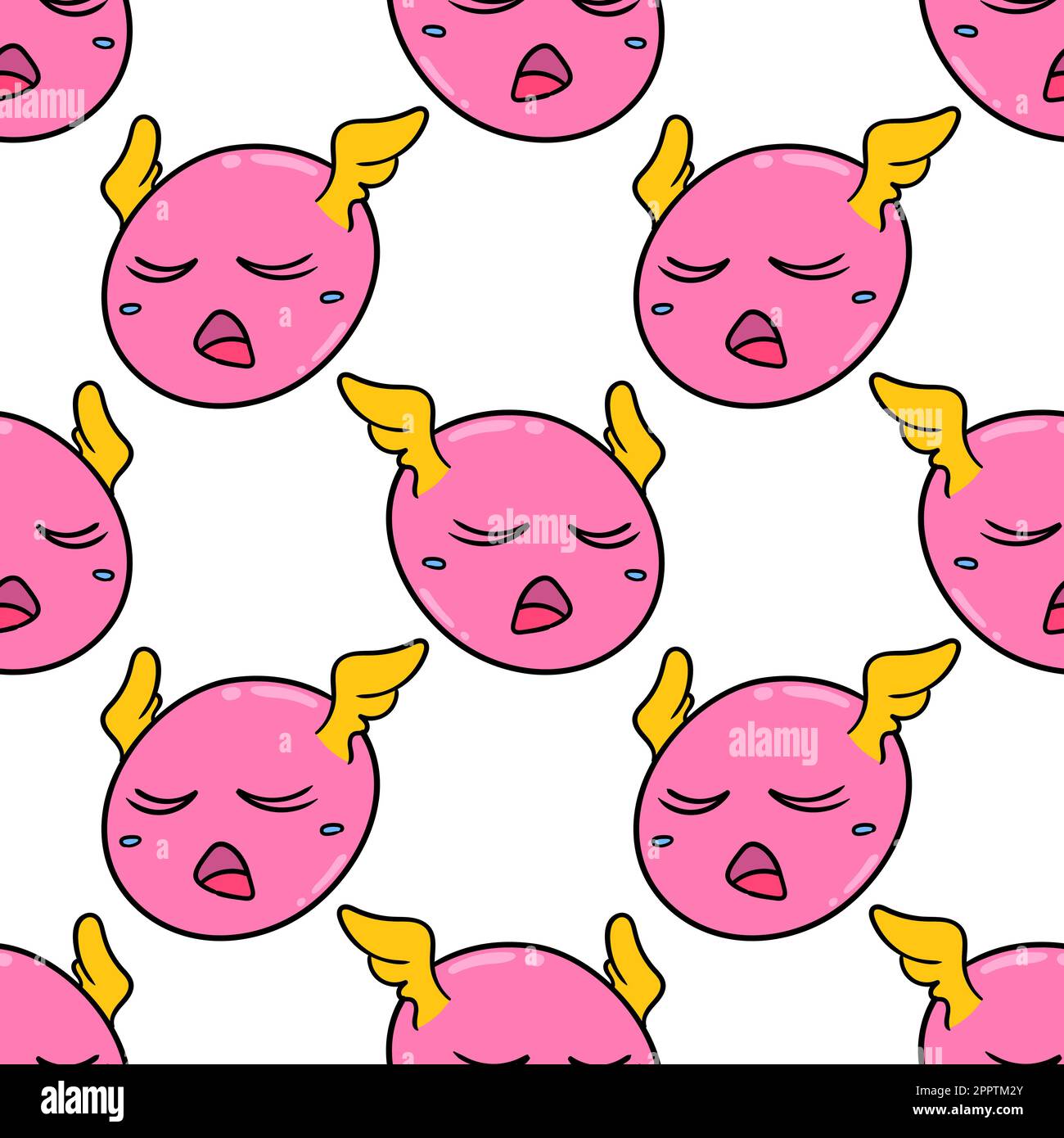 sleeping monster head seamless pattern textile print. repeat pattern ...