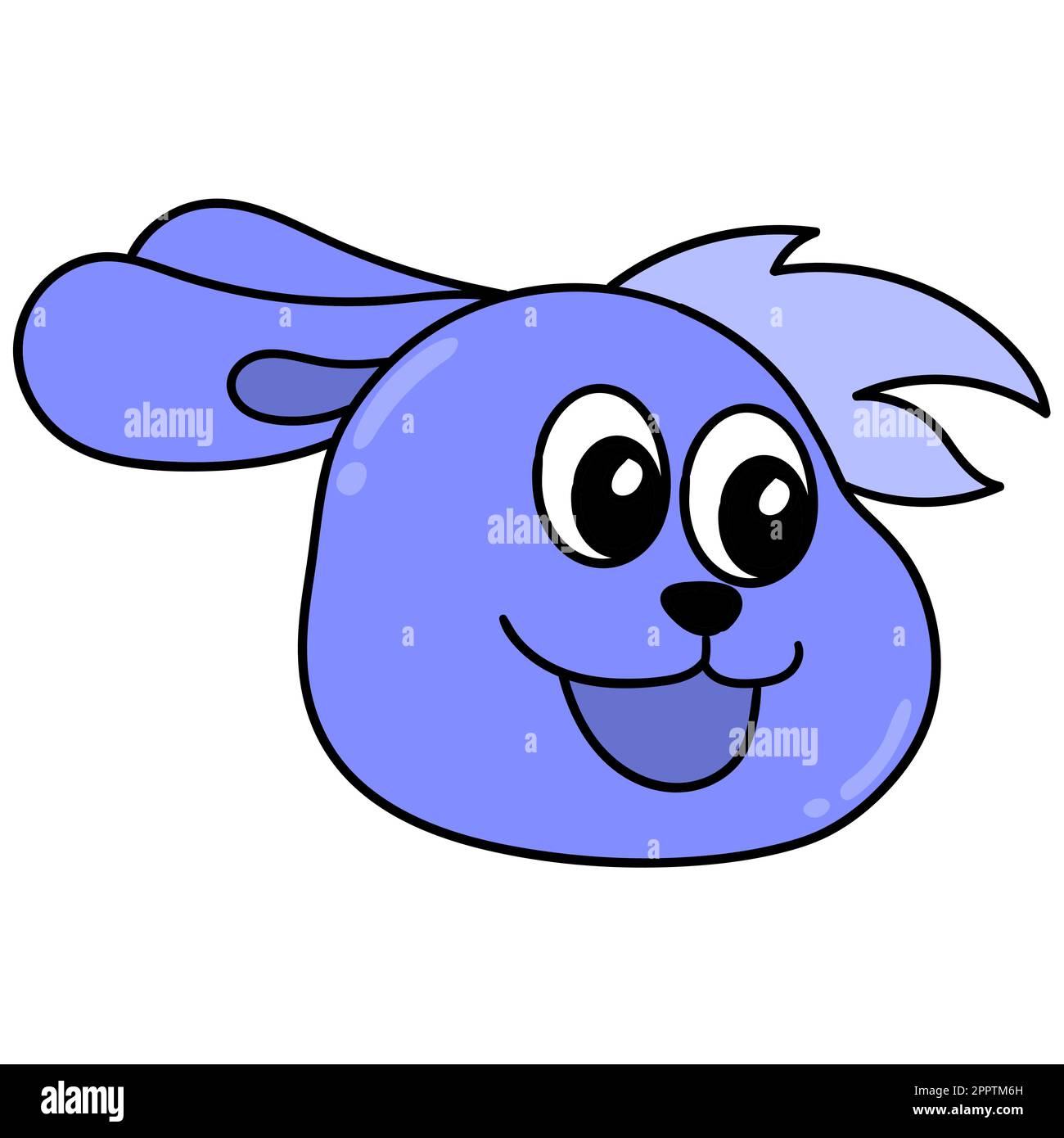 purple rabbit head emoticon with smiling face, doodle icon image Stock ...
