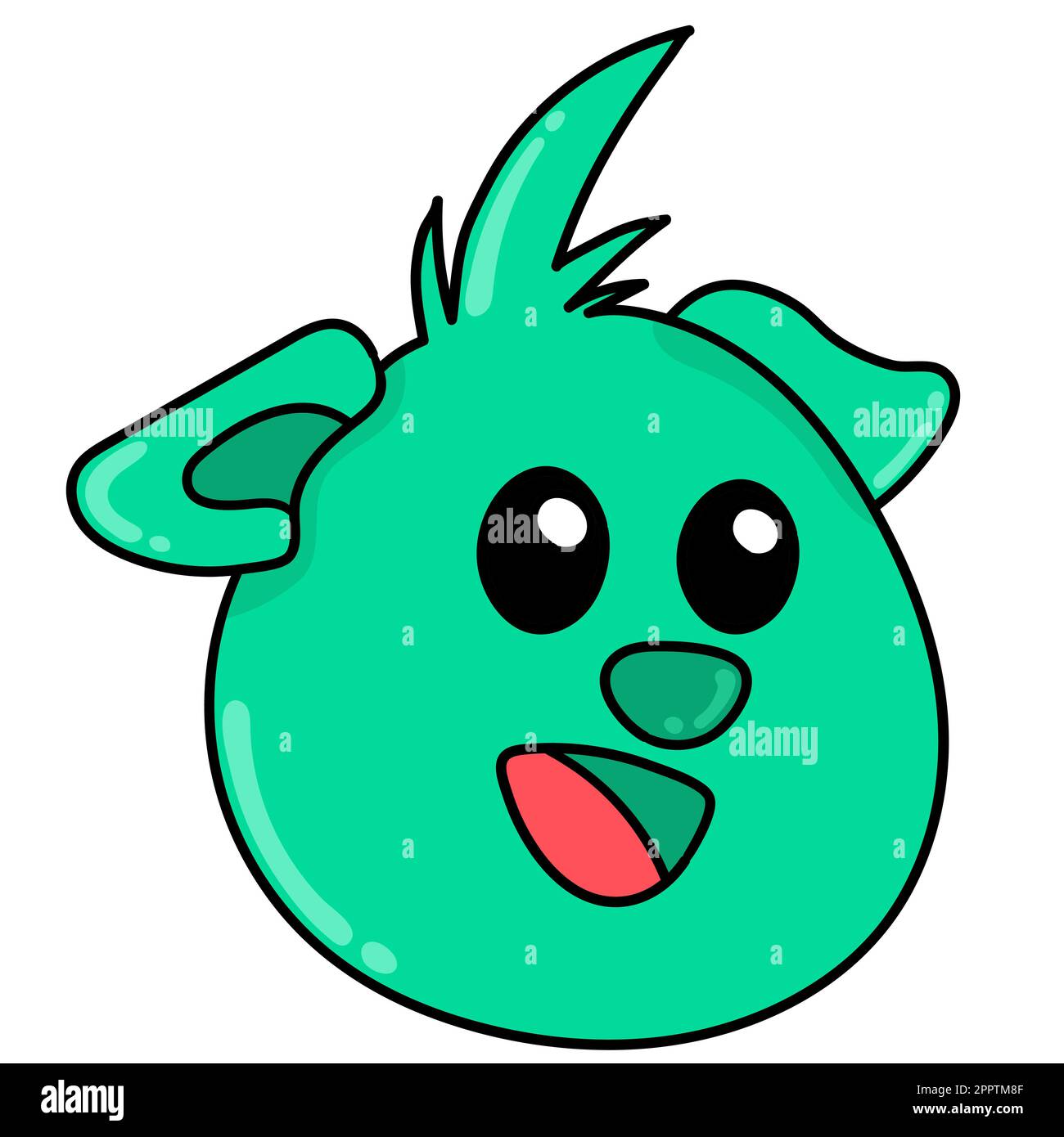smiling green monster emoji head, doodle kawaii. doodle icon image ...