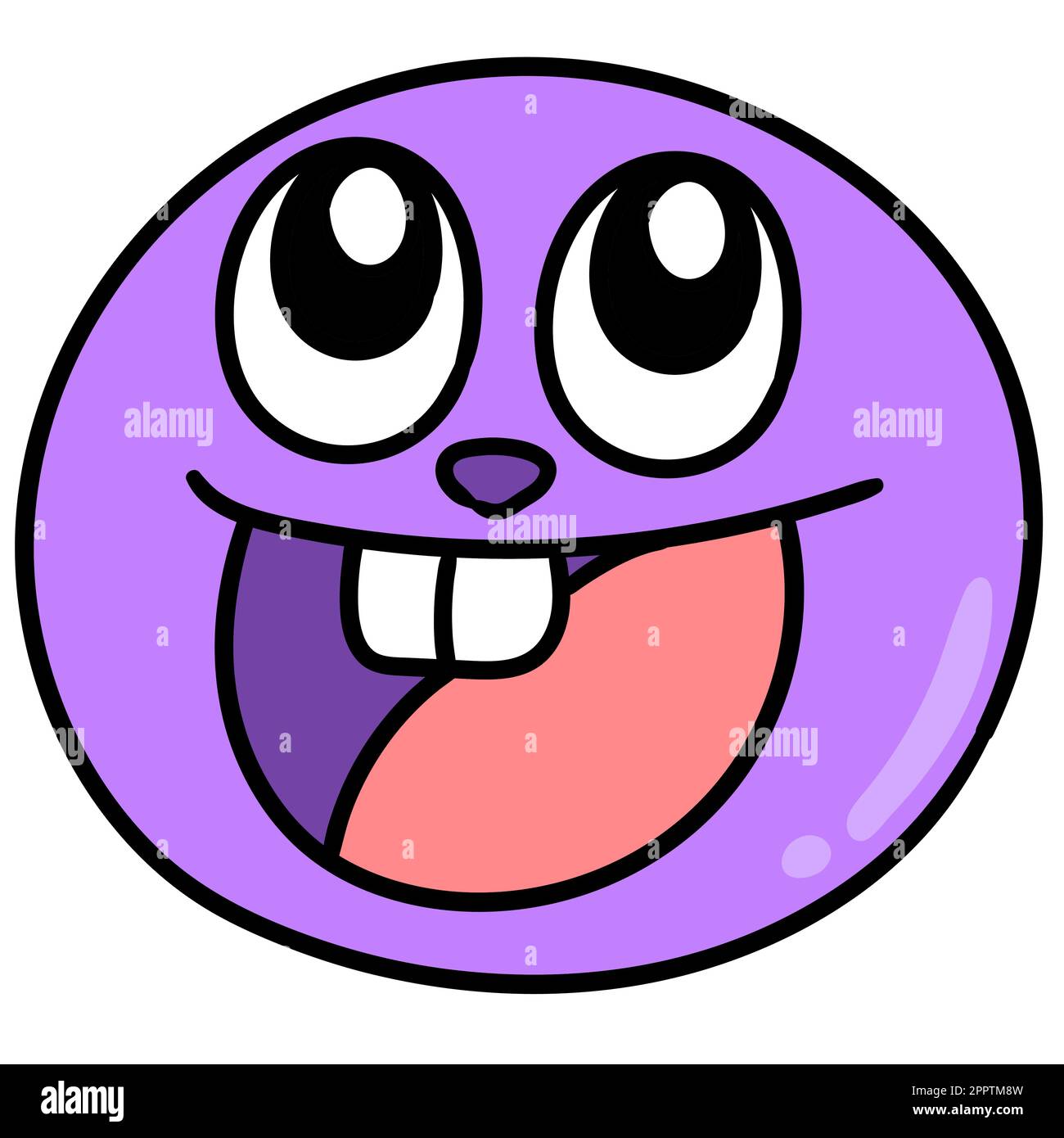 purple emoticon ball and smiling expression, doodle kawaii. doodle icon ...