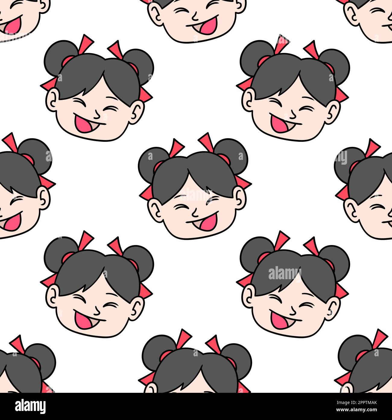 beauty chinese girl happy seamless pattern textile print. repeat ...