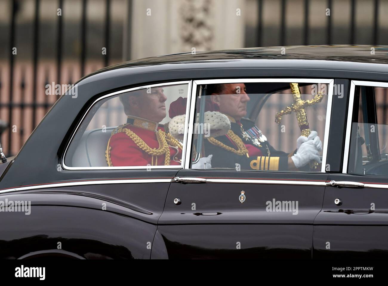 File photo dated 10/05/22 of the Sword of State and Cap of Maintenance ...