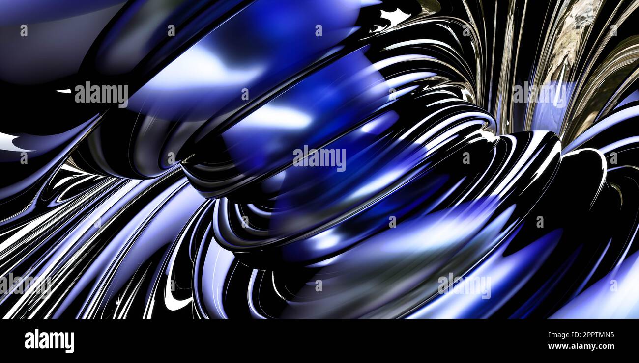 Photo of a digitally created blue and black object 3d render ...