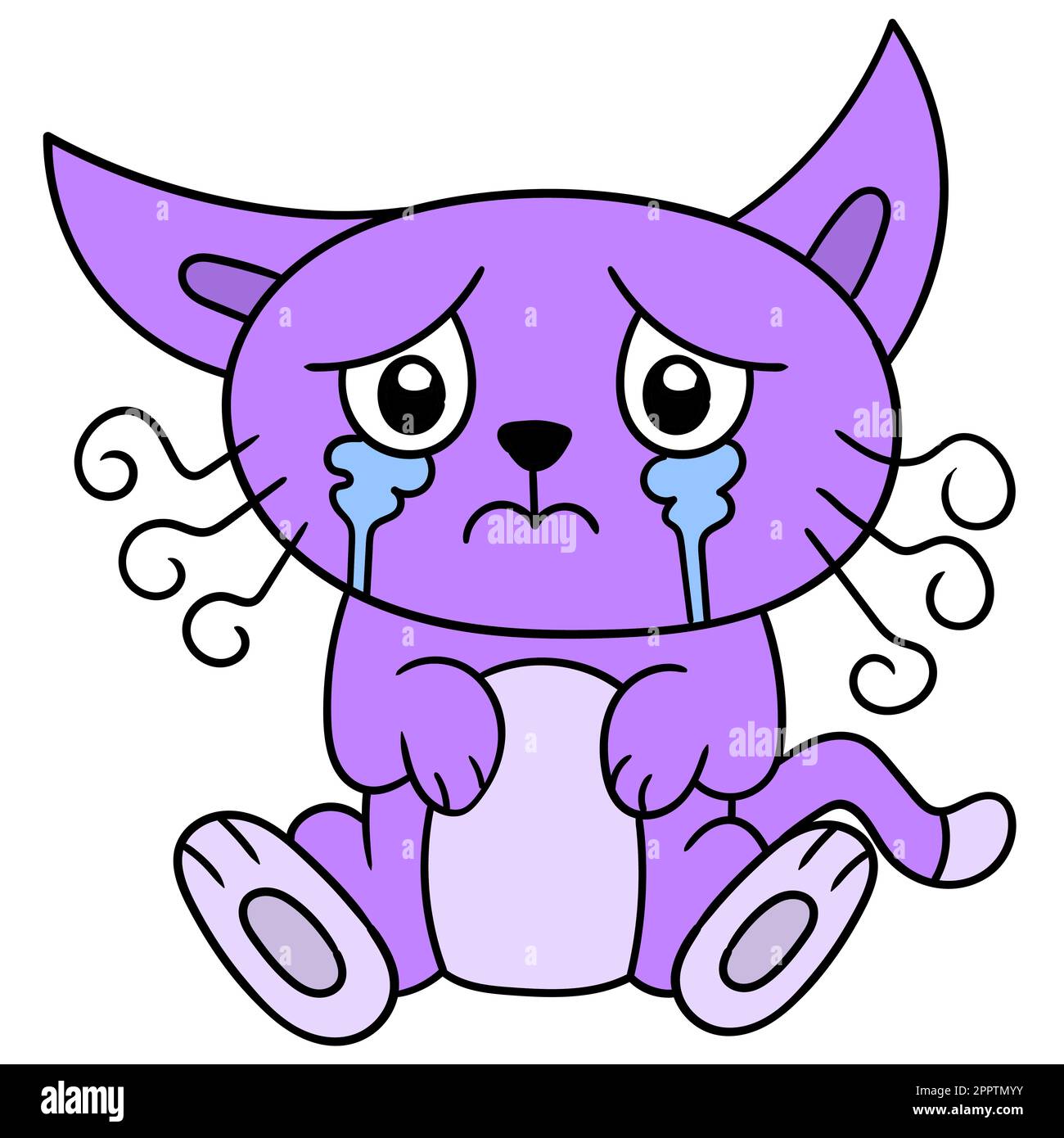 the weld faced cat was crying out of hunger, doodle icon image kawaii ...