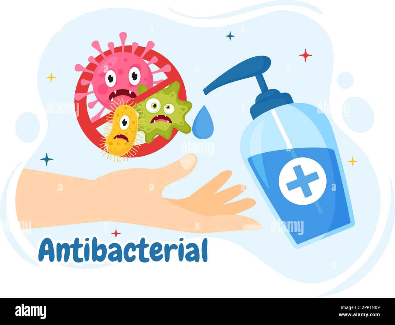 Antibacterial Illustration with Washing Hands, Virus Infection and ...