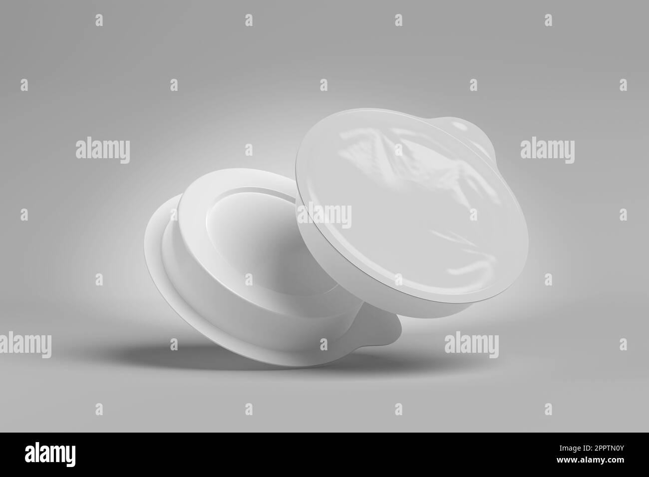 Round sauce dip pot front and back side on gray background. 3D ...