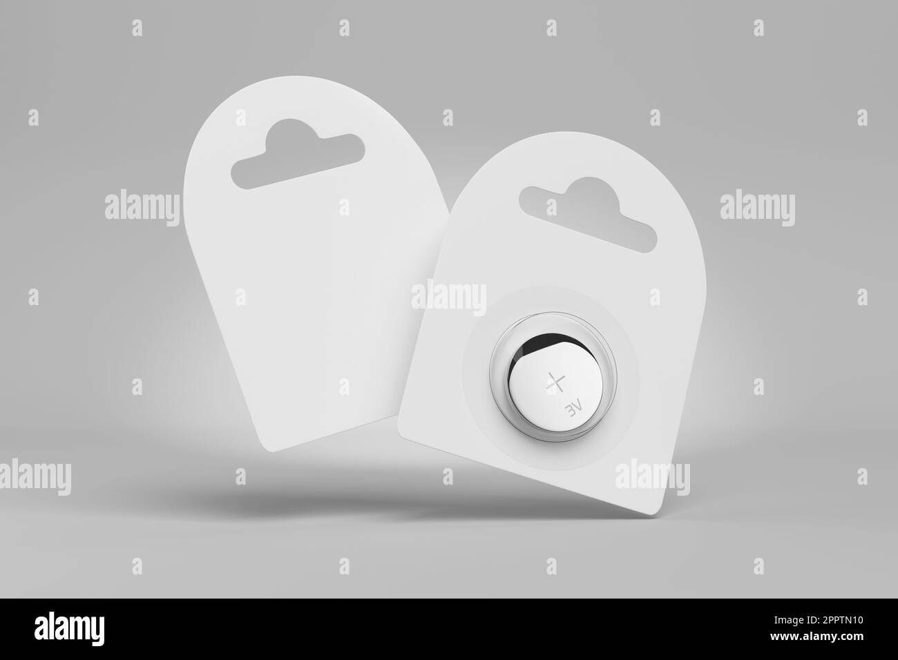 Blank button lithium cell CR2032 battery pack mock-up, front and back ...