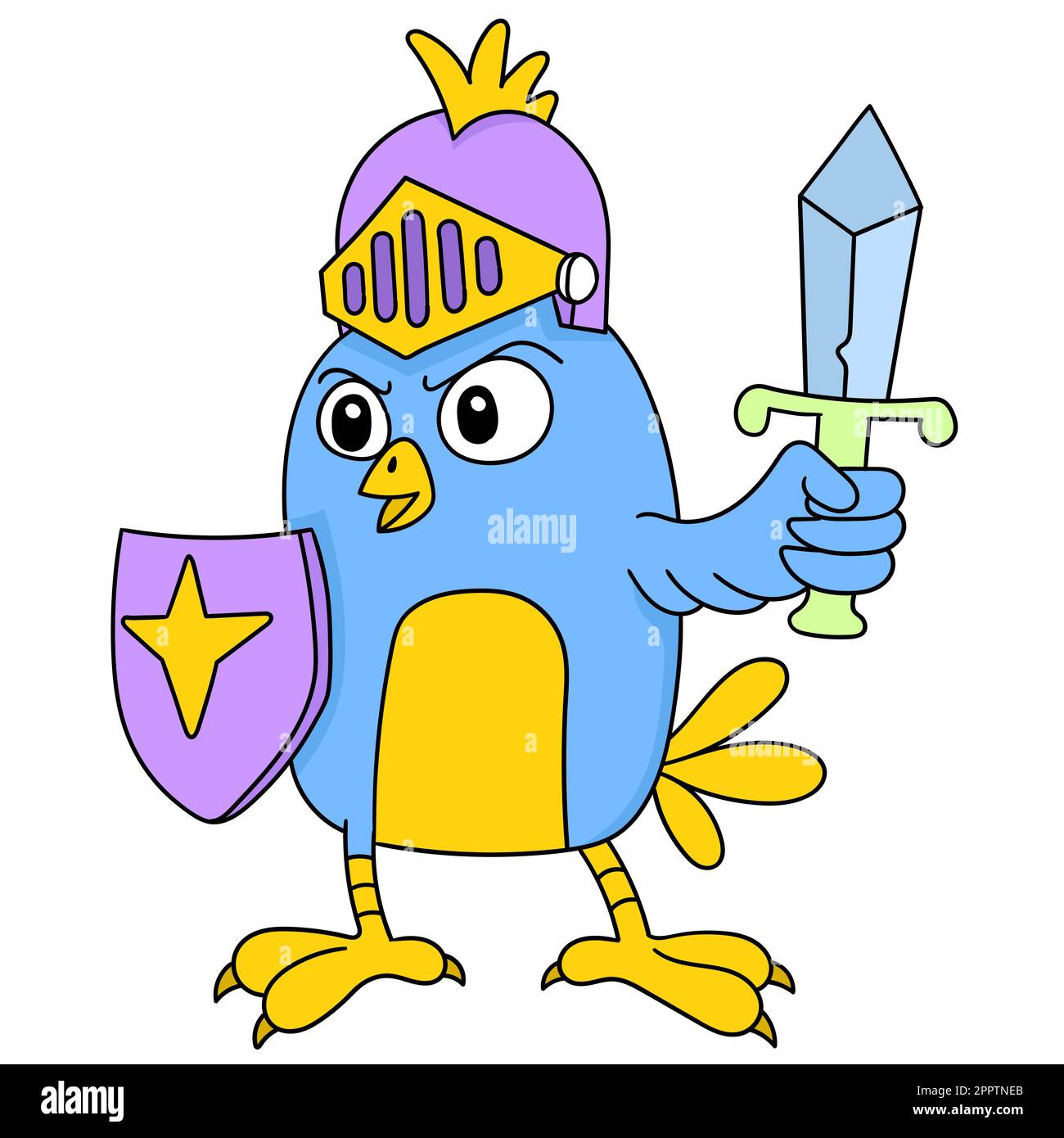 birds carrying swords and shields prepared for war, doodle icon image ...
