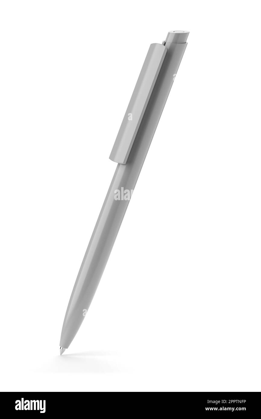 Gray ballpoint pen isolated on white background. Template for mockup ...