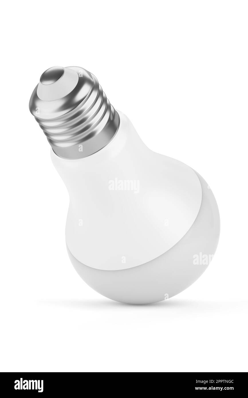 LED light bulb with e27 base isolated on white background. 3D rendering ...