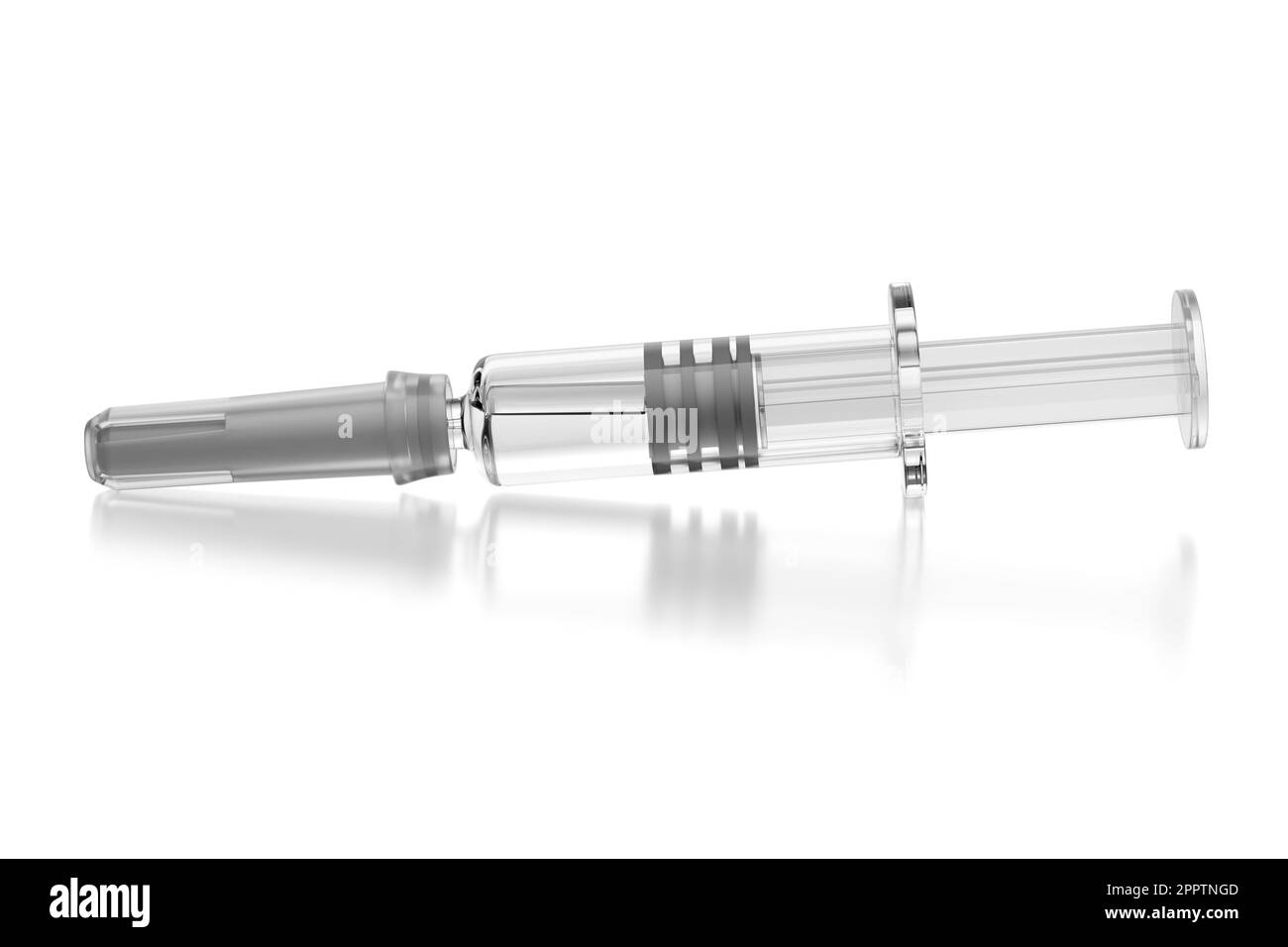 Pre-filled syringe isolated on white. 3D rendering illustration Stock ...