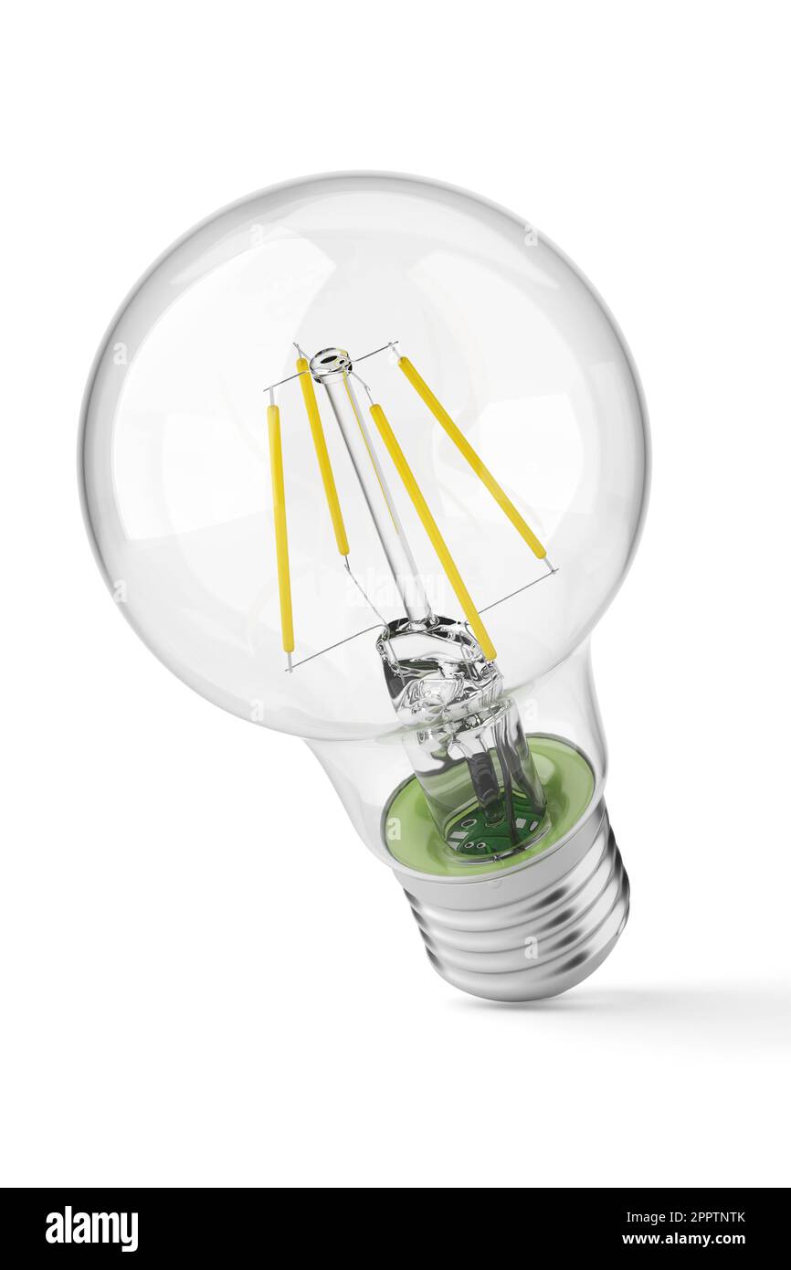 Filament light bulb with e27 base isolated on white background. 3D ...