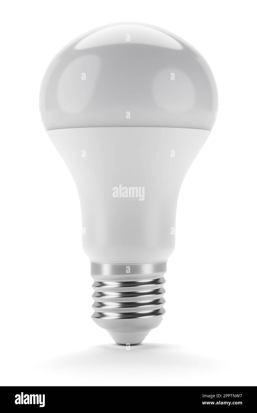 LED light bulb with e27 base isolated on white background. 3D rendering ...