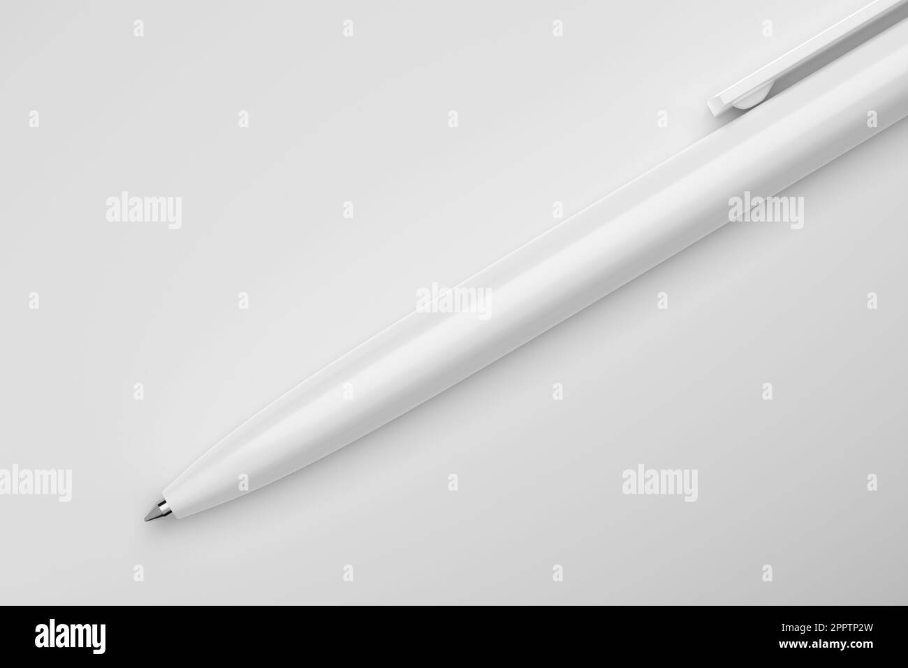 Gray ballpoint pen close-up on white background. Template for mockup ...