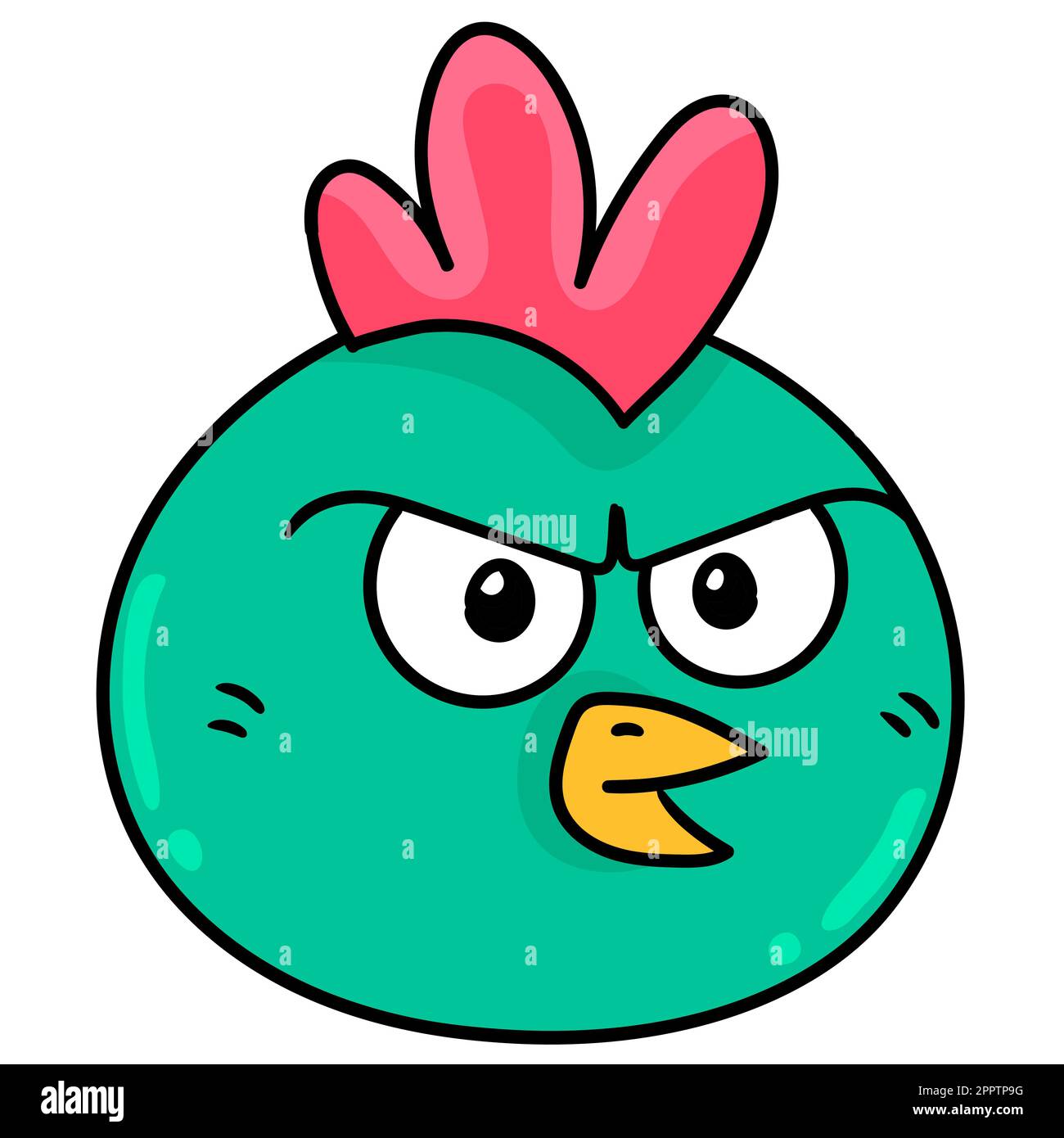 rooster head emoticon with serious face, doodle icon image kawaii Stock ...