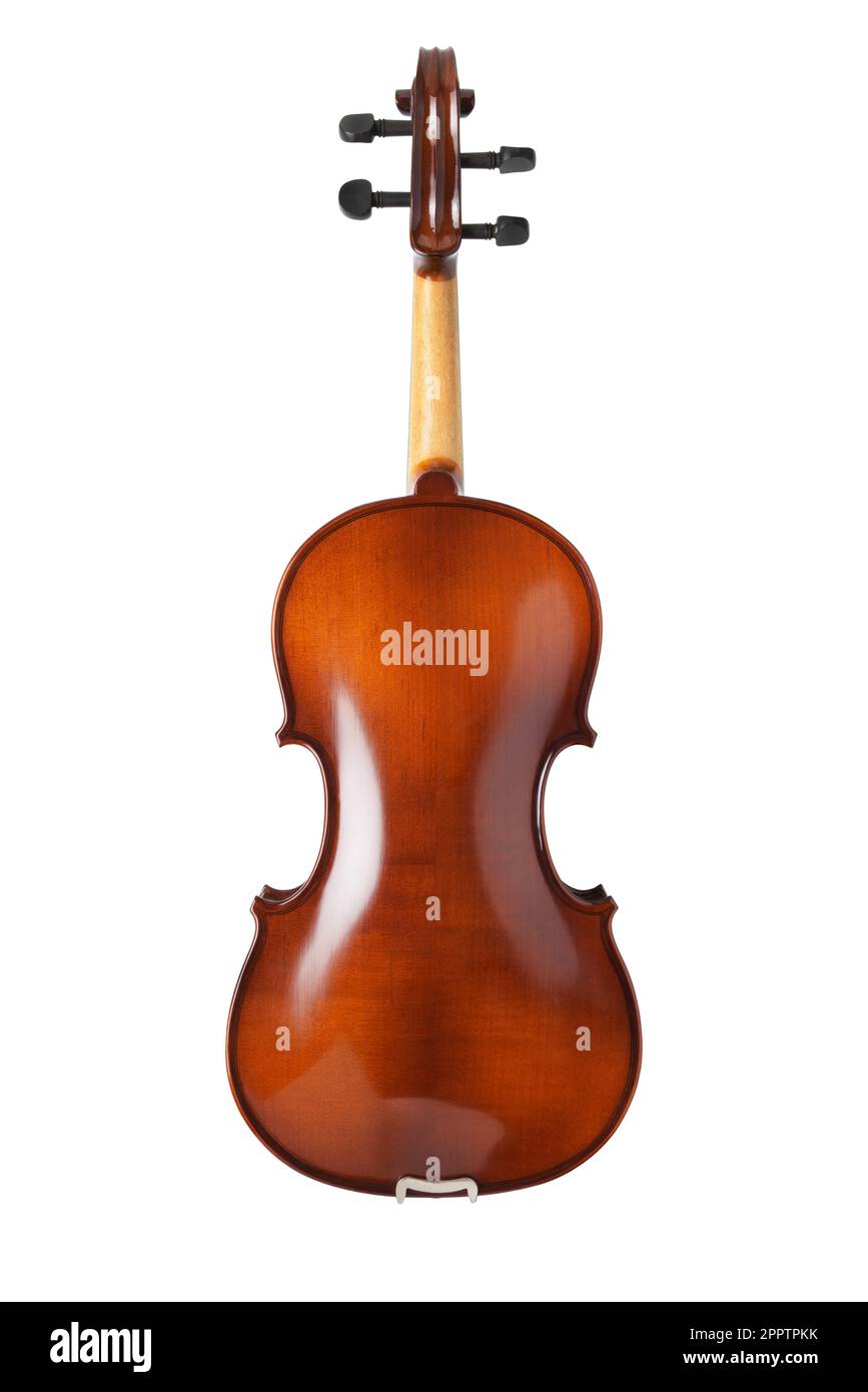 Violin isolated on white background. Rear side Stock Photo - Alamy