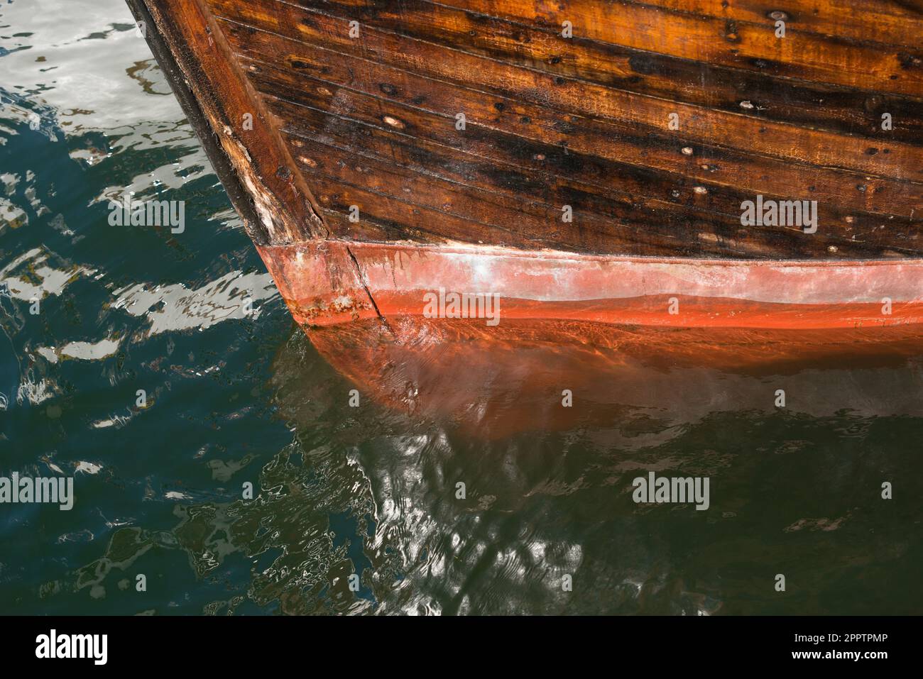 Ice reinforced bow of an old wooden boat Stock Photo - Alamy