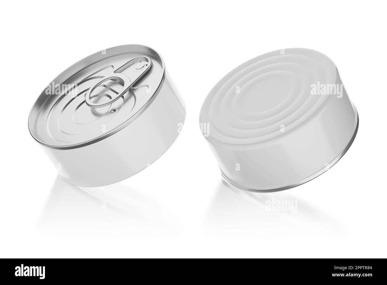 Two Tin Cans Product Design Mock Up Isolated On White Background 3d Rendering Illustration